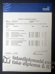 Order a phony Coventry University transcript online