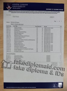 Buy a fake ECU transcript online, Edith Cowan University transcript