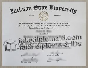 Jackson State University diploma sample, buy a fake JSU degree