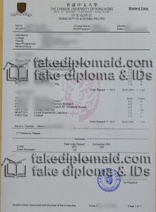 CUHK transcript of academic record, buy CUHK report card