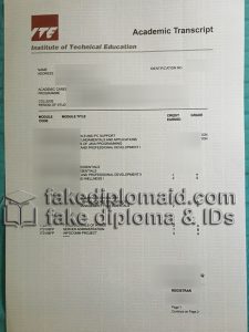 Buy fake ITE academic transcript, Singapore ITE student transcript