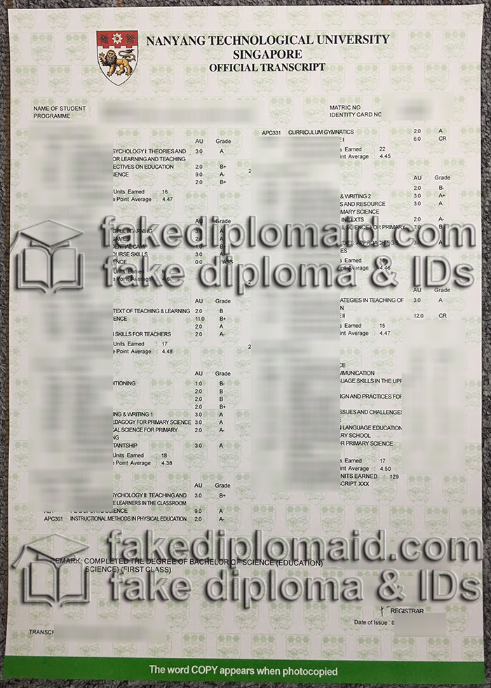 Singapore University Undergraduate transcript|Buy NTU student report Singapore University Undergraduate transcript|Buy NTU student report