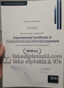 The Institute of Risk Management (IRM) fake certificate