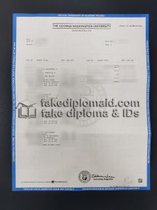Fake George Washington University Transcript